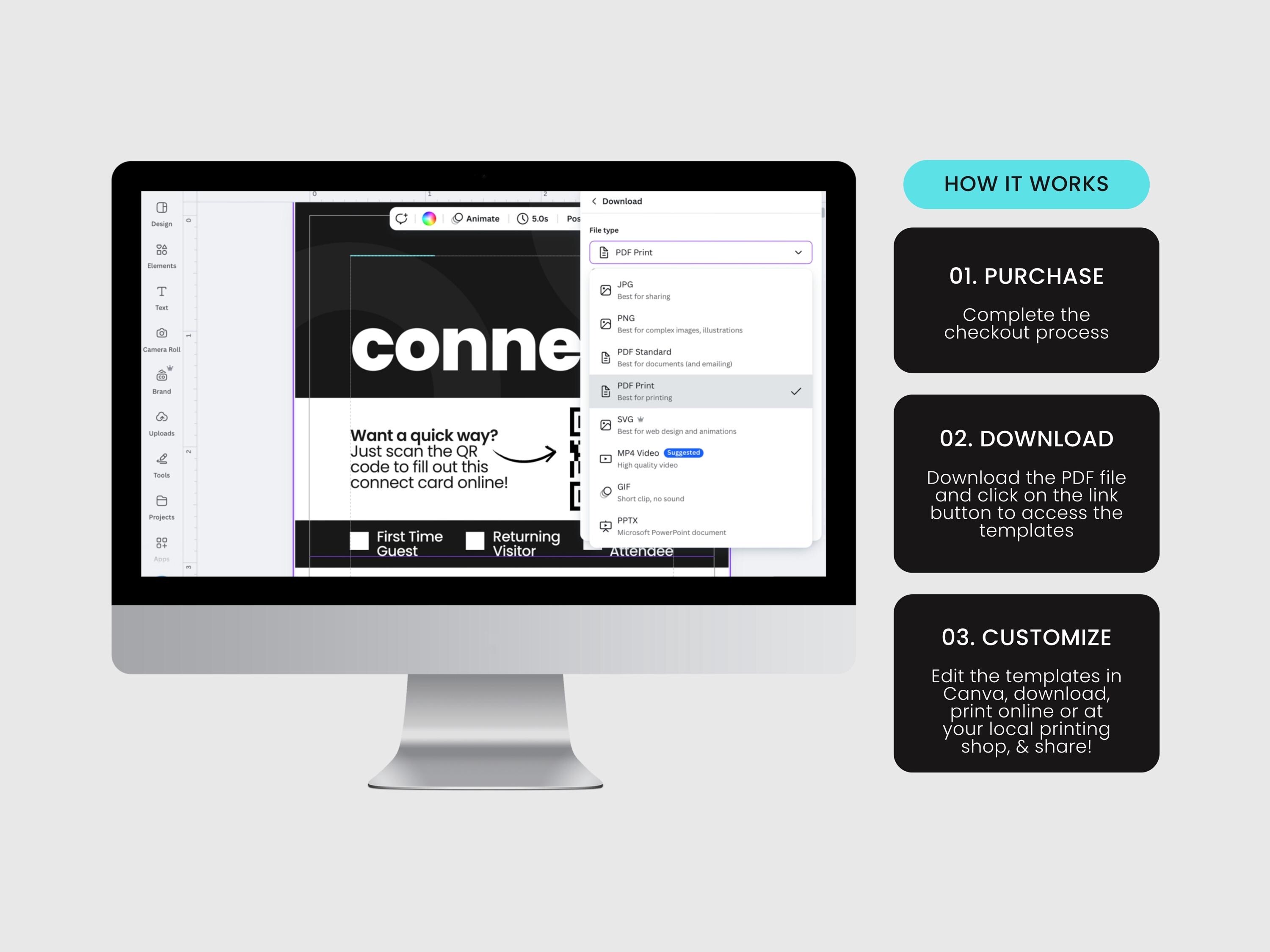 Modern Church Connect Card Template: Minimalist Design (digital ...