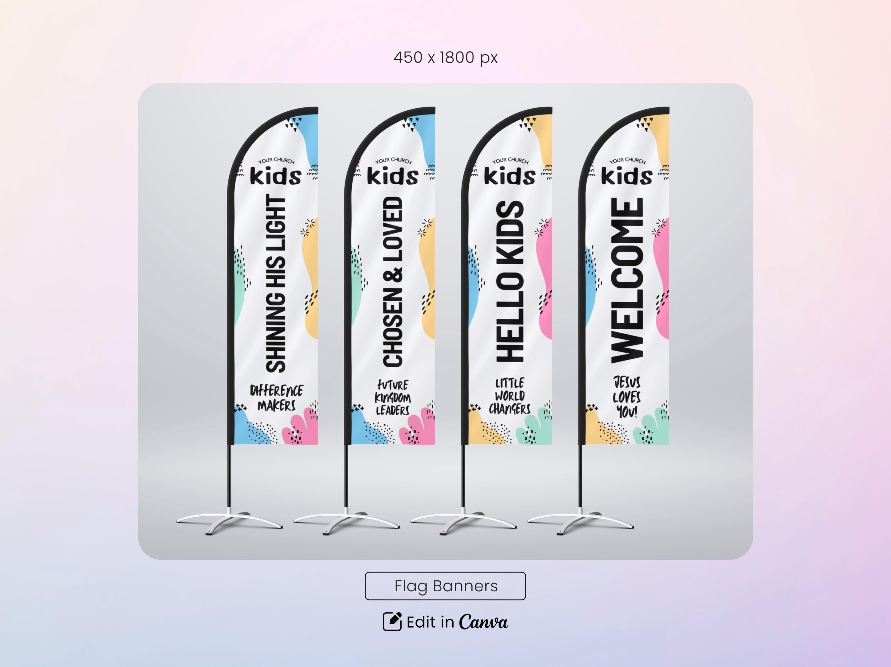 Kids Ministry Banner Templates: Modern Kids Church Welcome Signs (canva ...