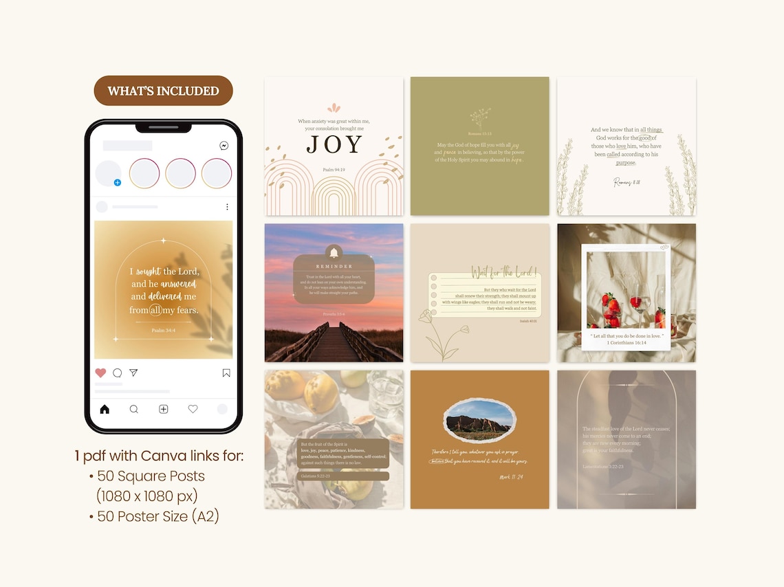 50 Bible Verse Instagram Templates, Encouraging Scriptures, New Designs ...