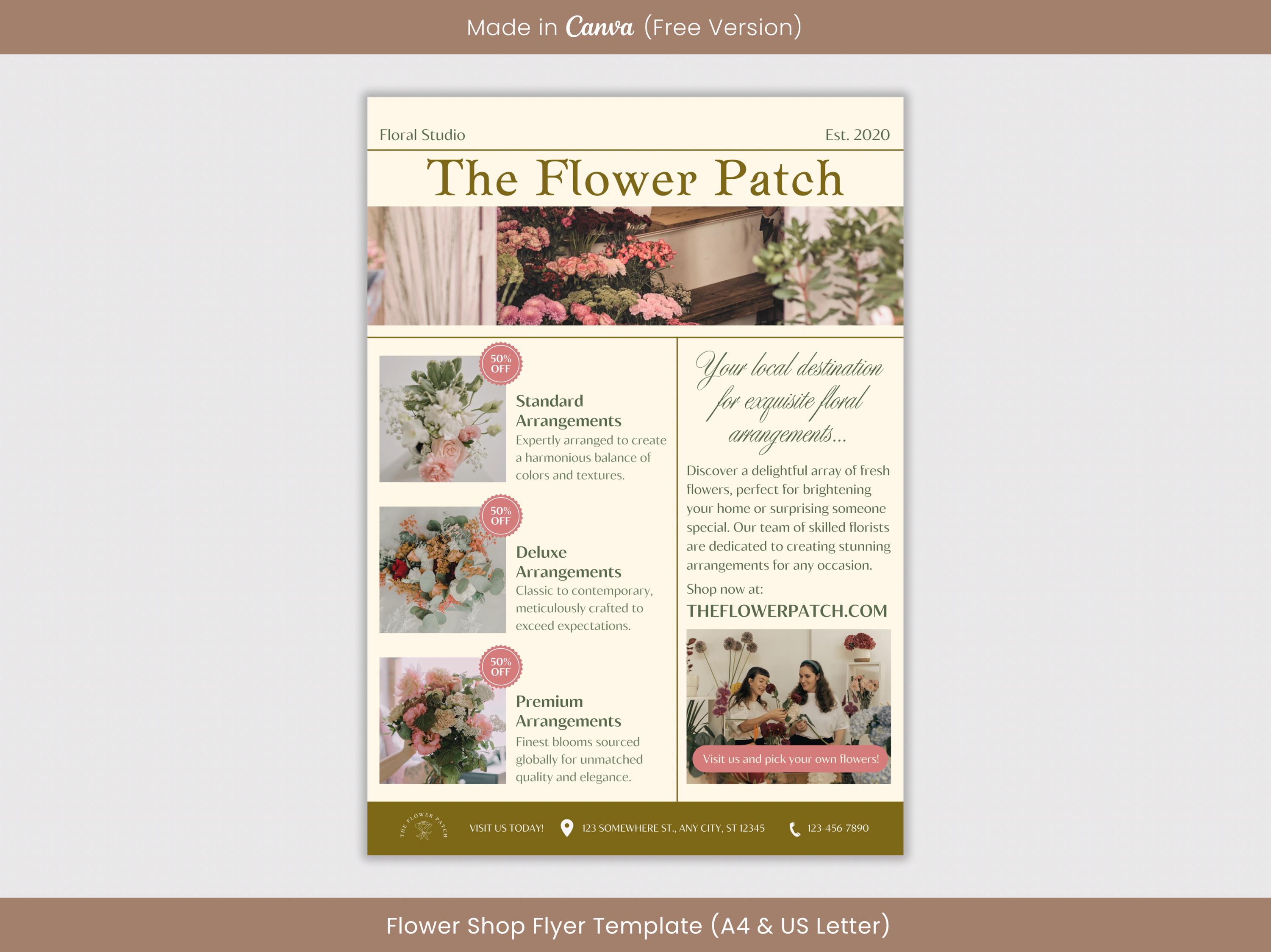 Flower Shop Flyer Template: Modern Floral Studio Marketing (digital ...