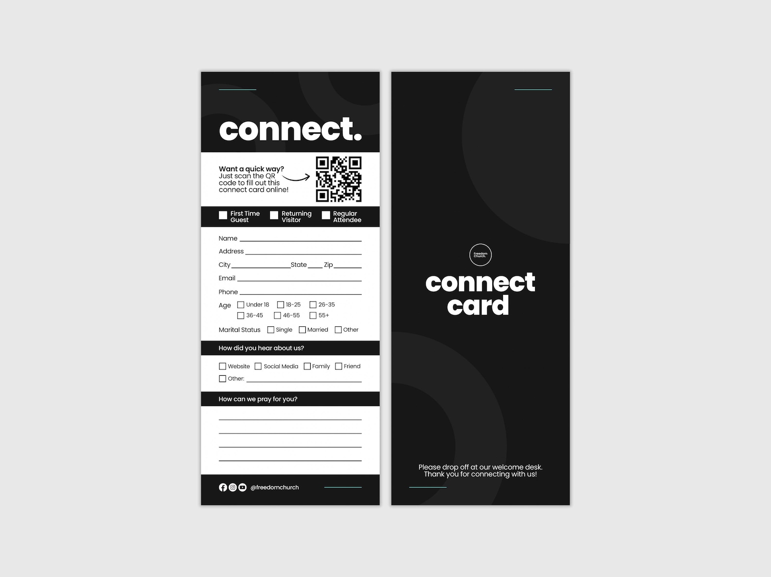 Modern Church Connect Card Template (digital Download) - Etsy