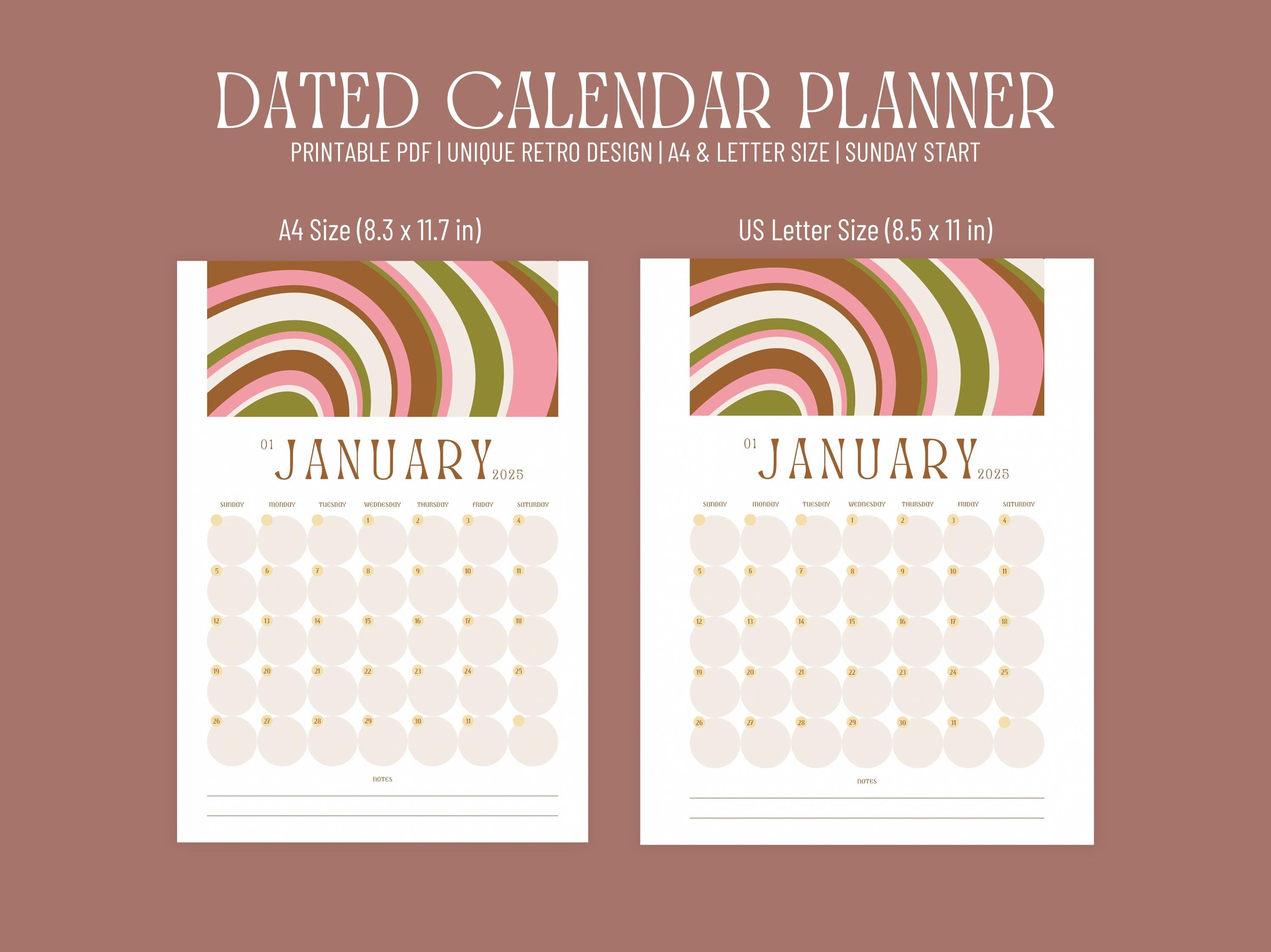 2024-2025 Printable Retro Monthly Calendar Planner sep 24-dec 25 ...