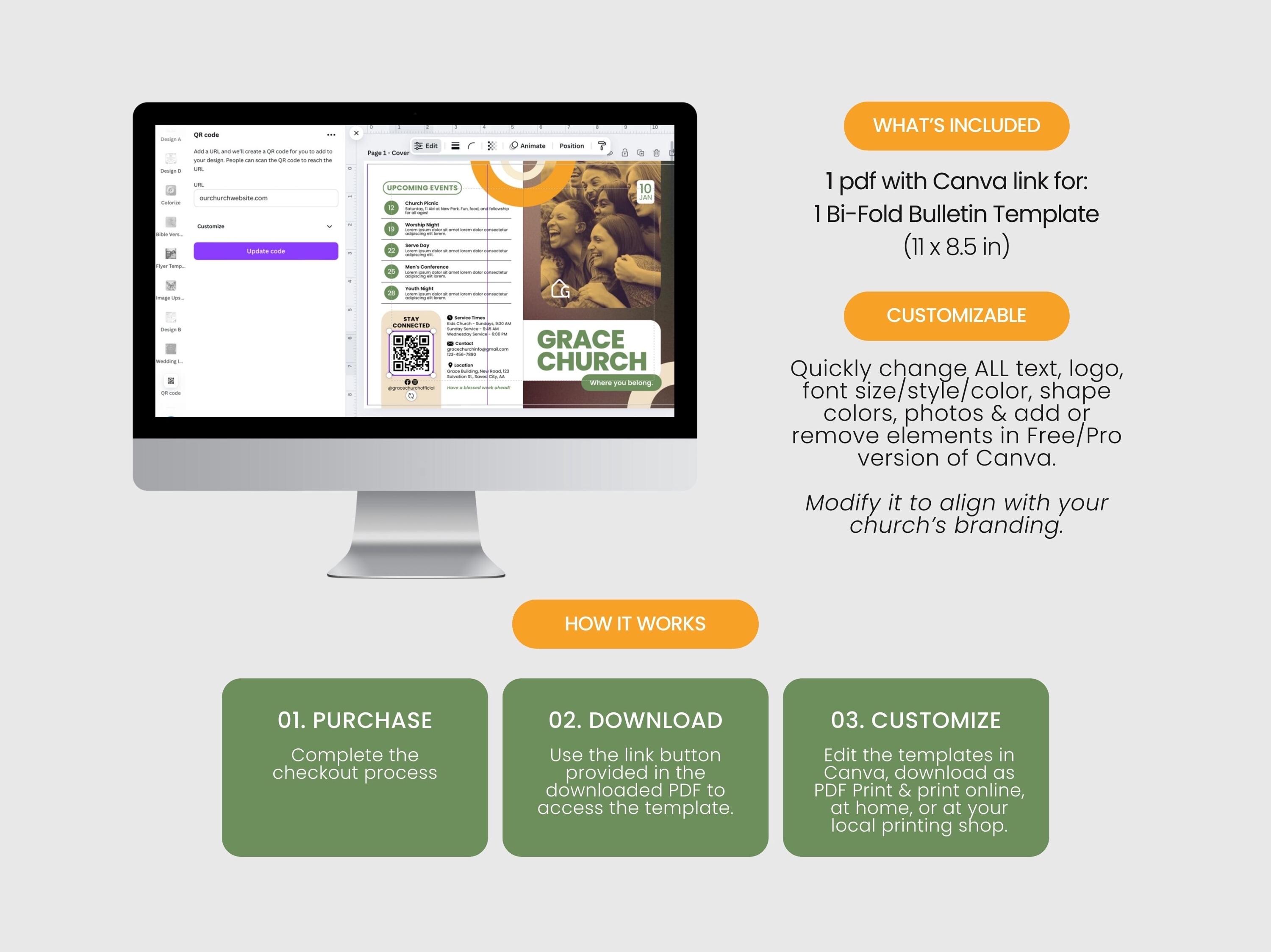 Gradient Modern Church Bi-fold Bulletin Canva Templates, Aesthetic ...