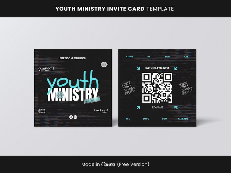 Youth Ministry Invite Canva Templates, Youth Group Invite Card (digital ...