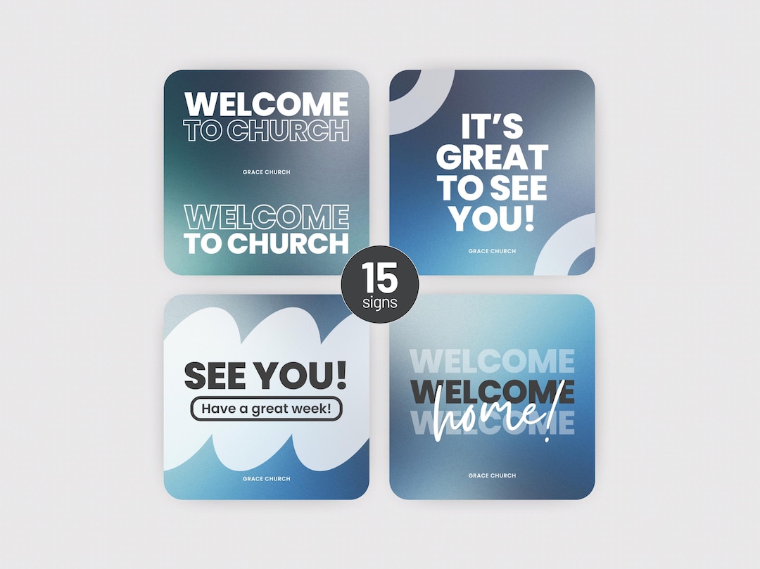 15 Modern Church Welcome Sign Templates: Gradient Design (digital ...