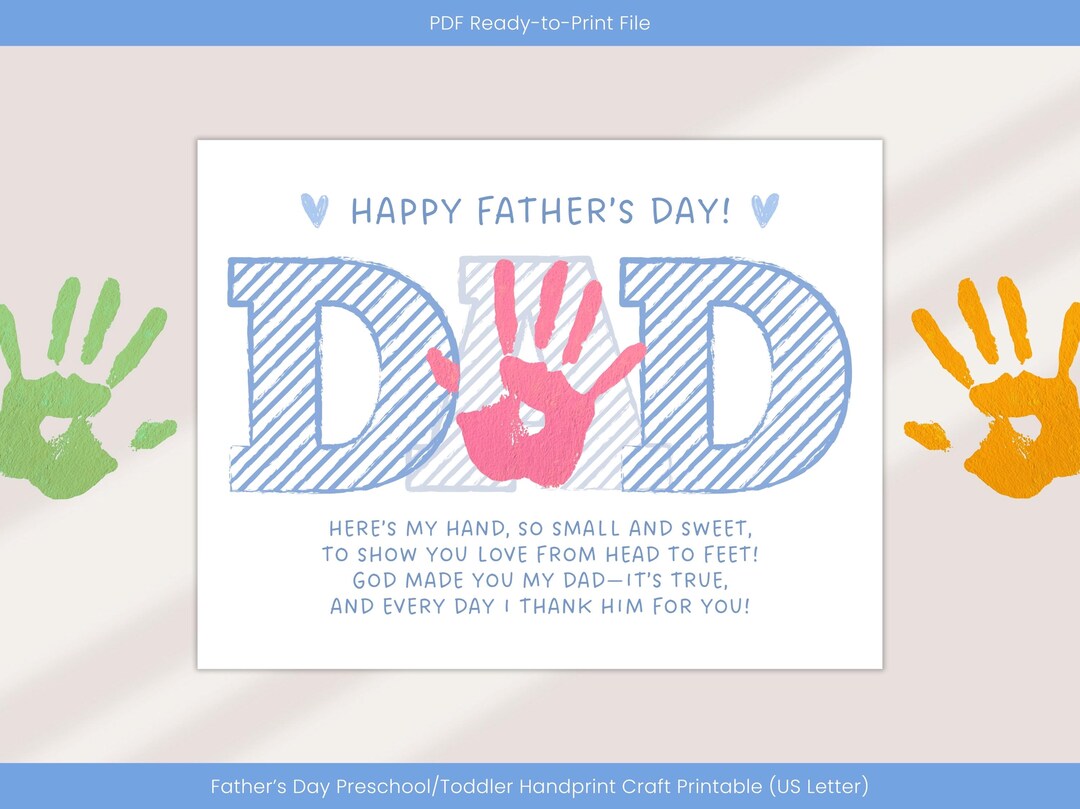 Christian Father’s Day Printable Handprint Craft for Preschool,father’s ...