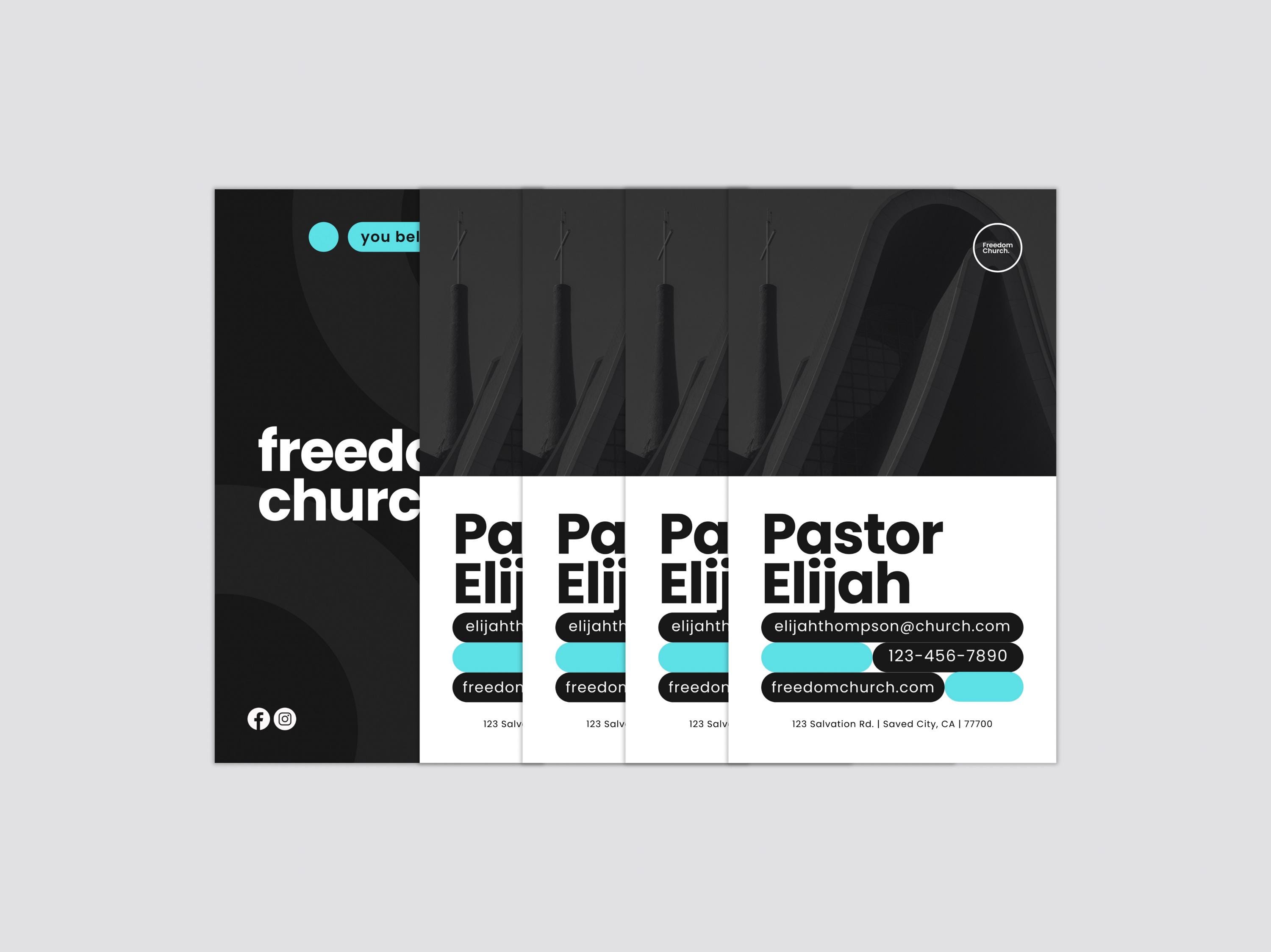 Modern Church Business Cards Canva Templates, Aesthetic New Pastor’s ...