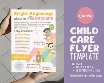 Editable Daycare Flyer Canva New Template Preschool/childcare Center ...