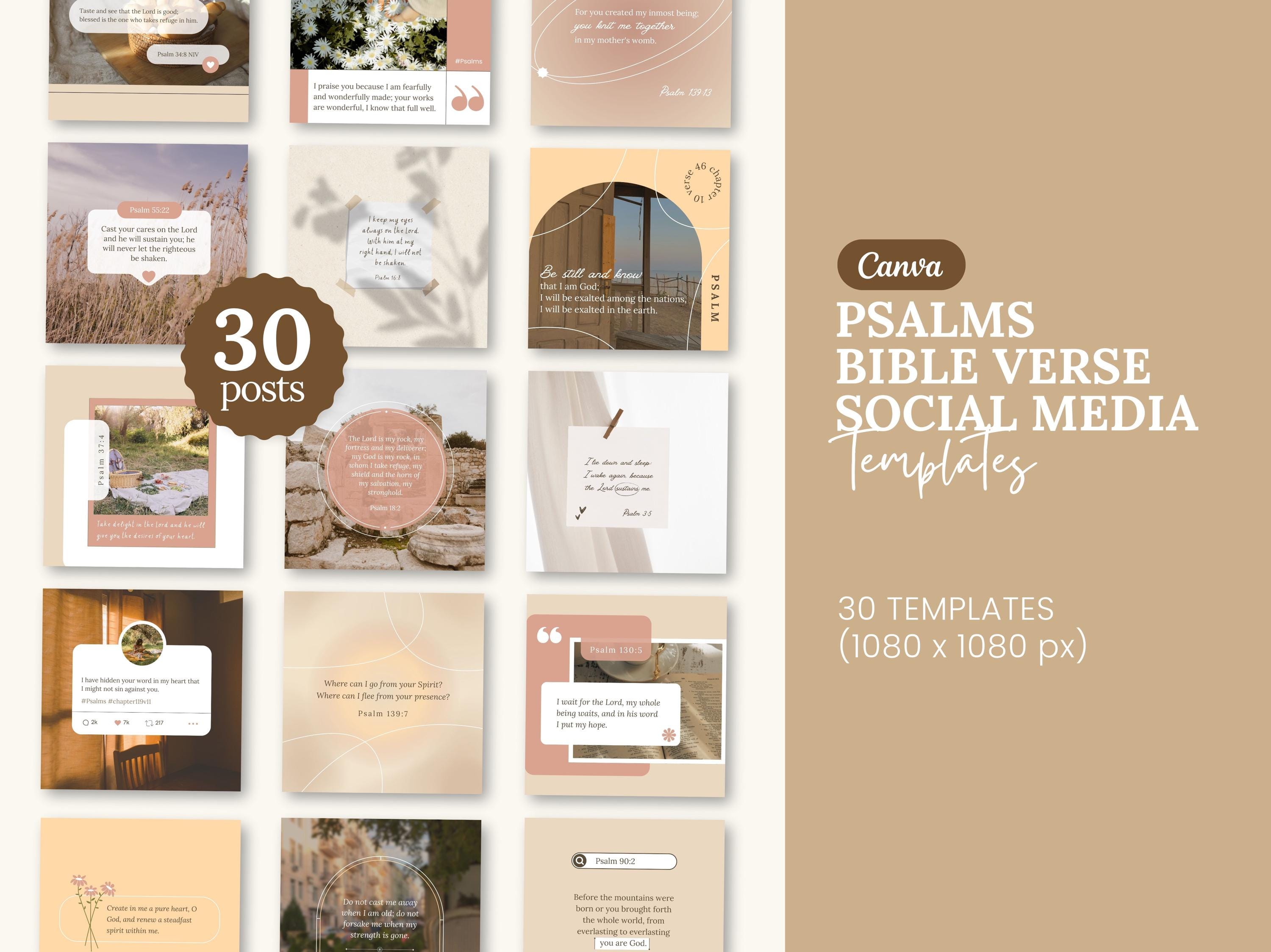 30 Psalms Bible Verse Social Media Templates, Beautiful Uplifting ...