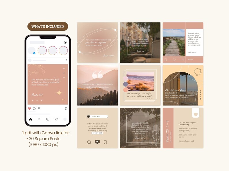 30 Psalms Bible Verse Social Media Templates, Beautiful Uplifting ...