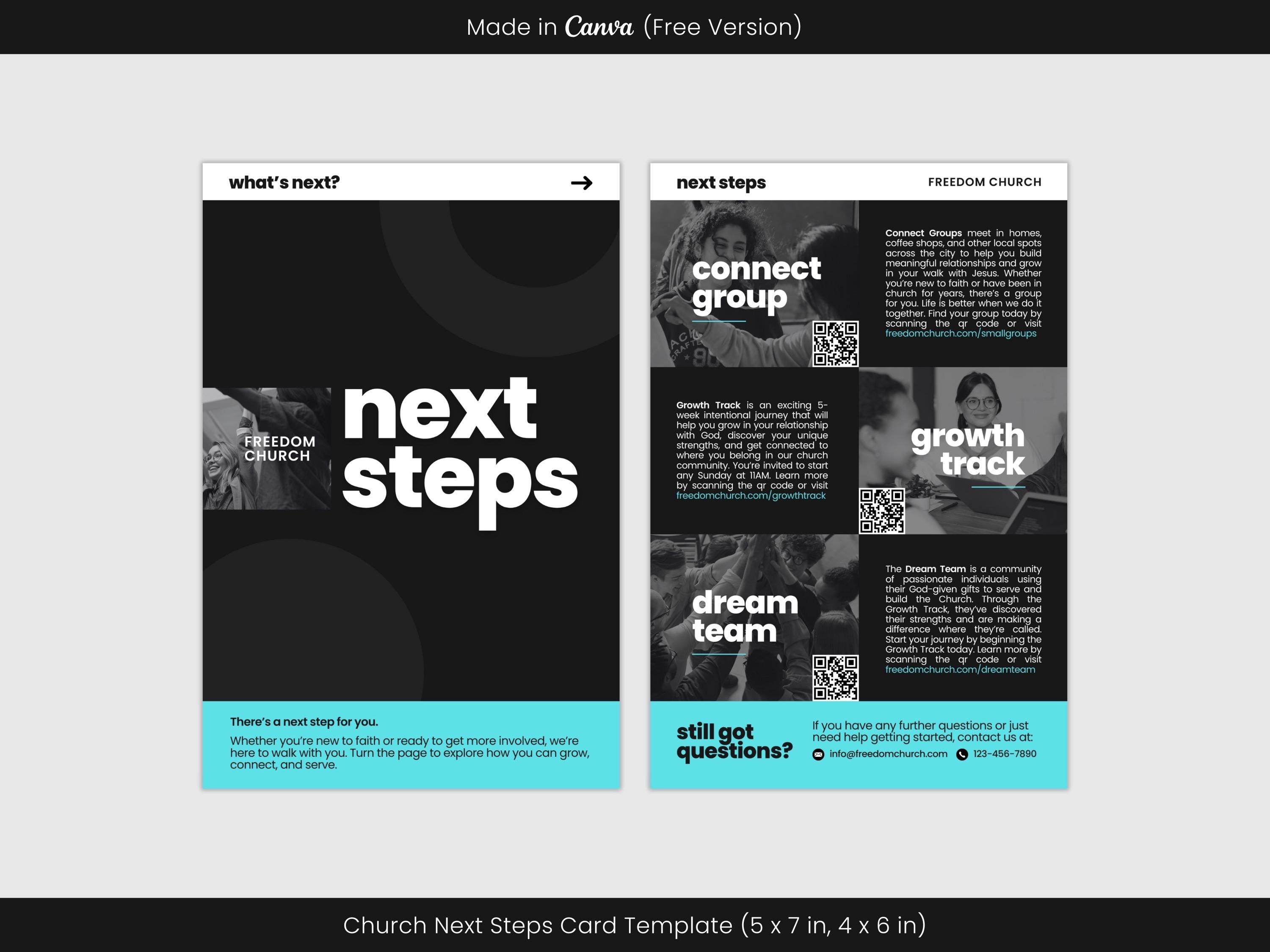 Modern Church Next Steps Card Canva Template, Church Ministry Card ...