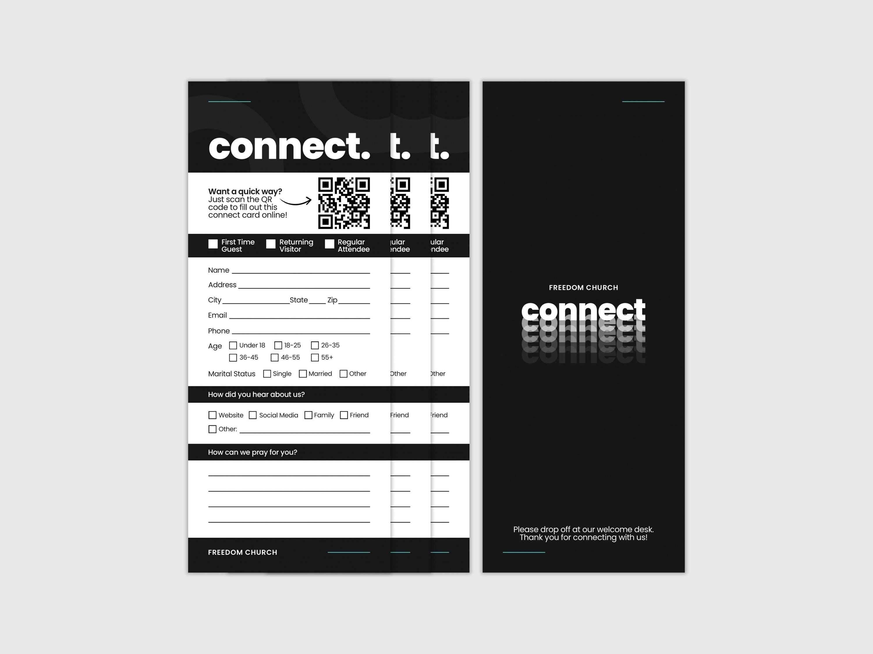 Modern Church Connection Card Canva Template, New Connect Card, Sunday ...