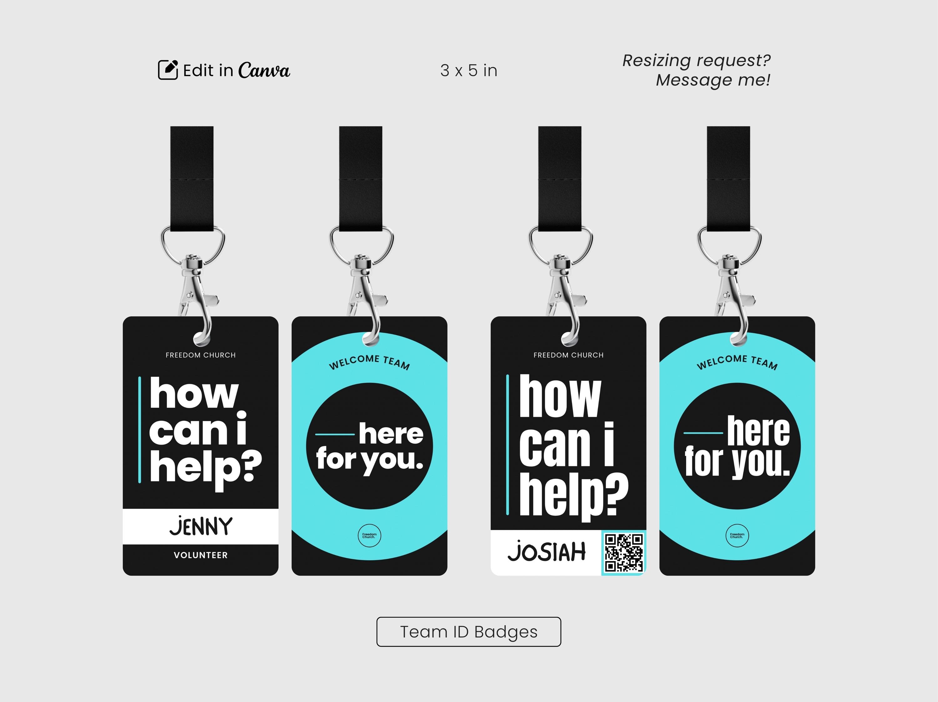 Modern Church Staff ID Badge Templates: How Can I Help (digital ...