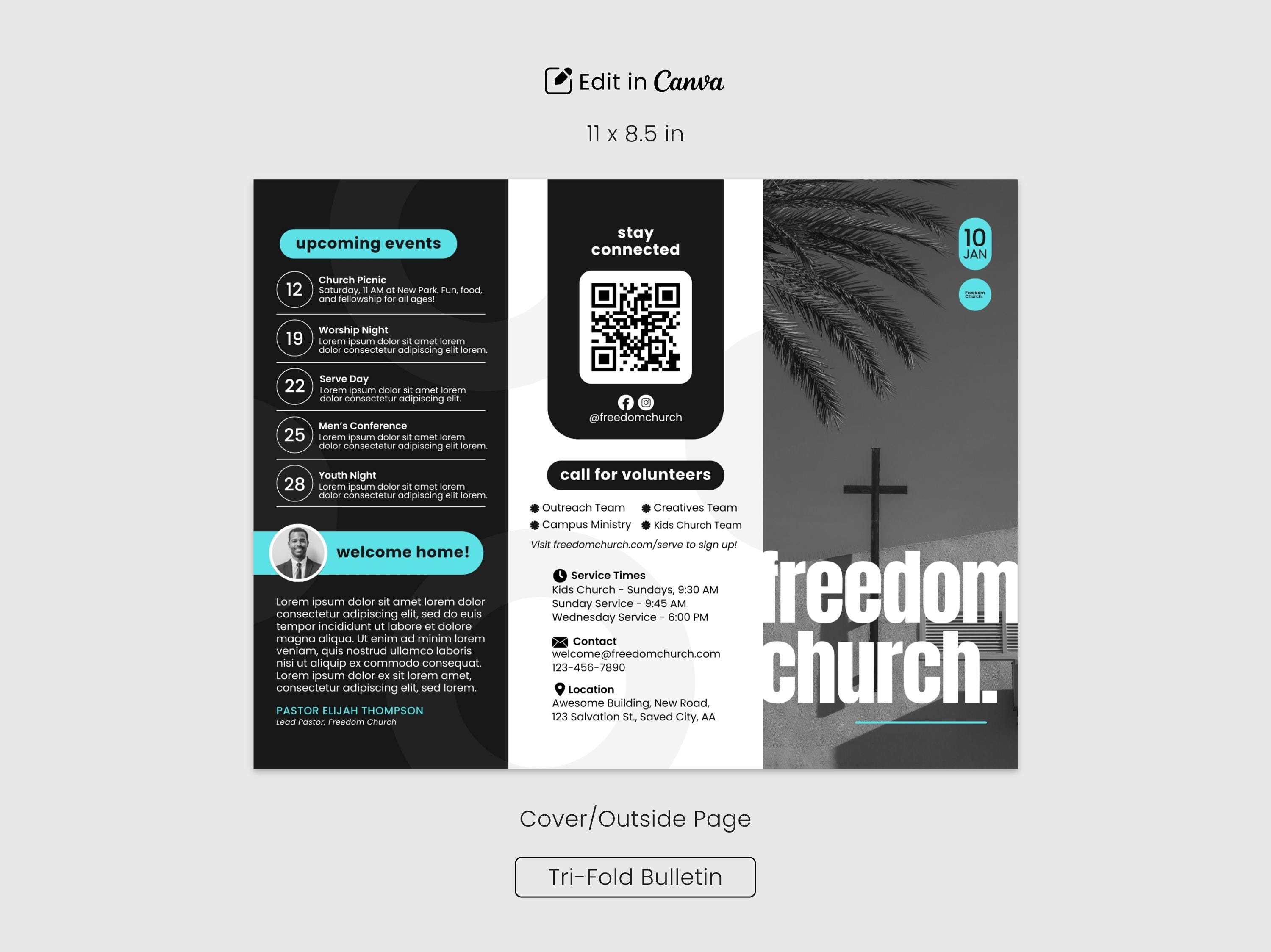 Modern Church Tri-fold Bulletin Template (digital Download) - Etsy
