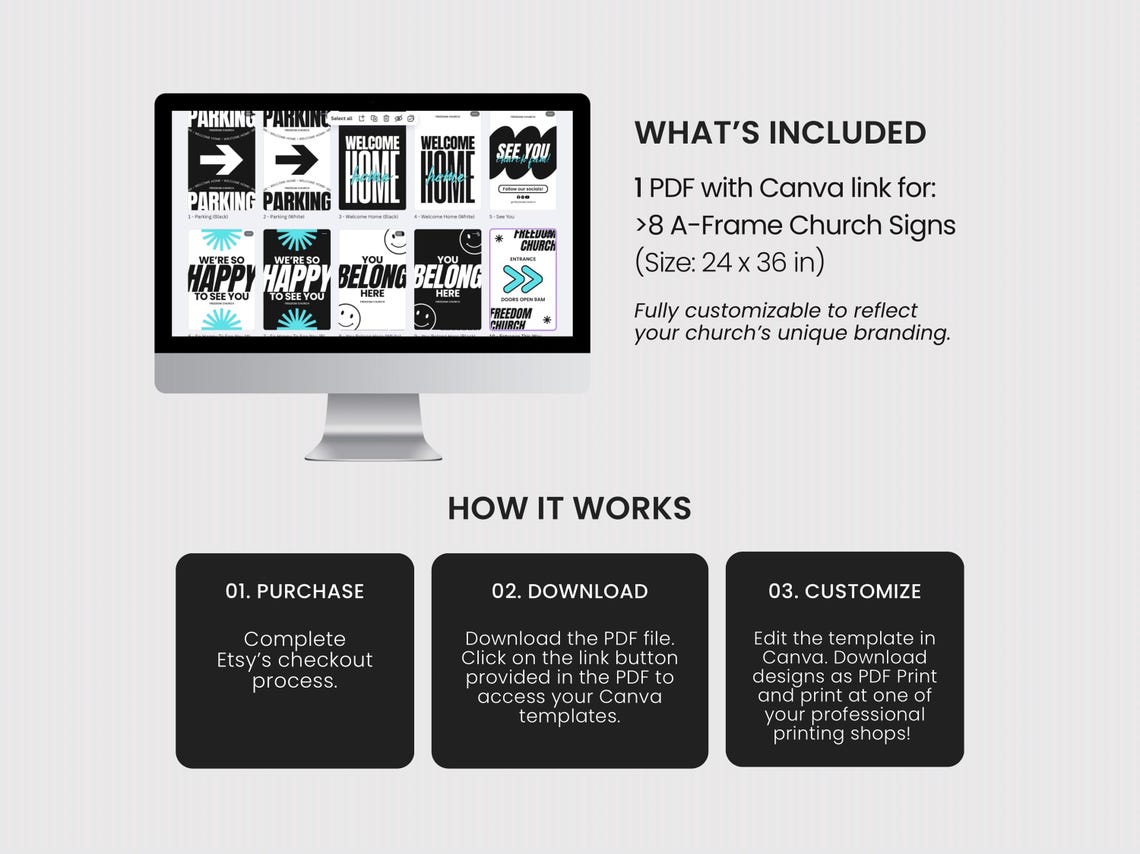 Modern Church A-frame Signs Canva Templates, Aesthetic New Church ...