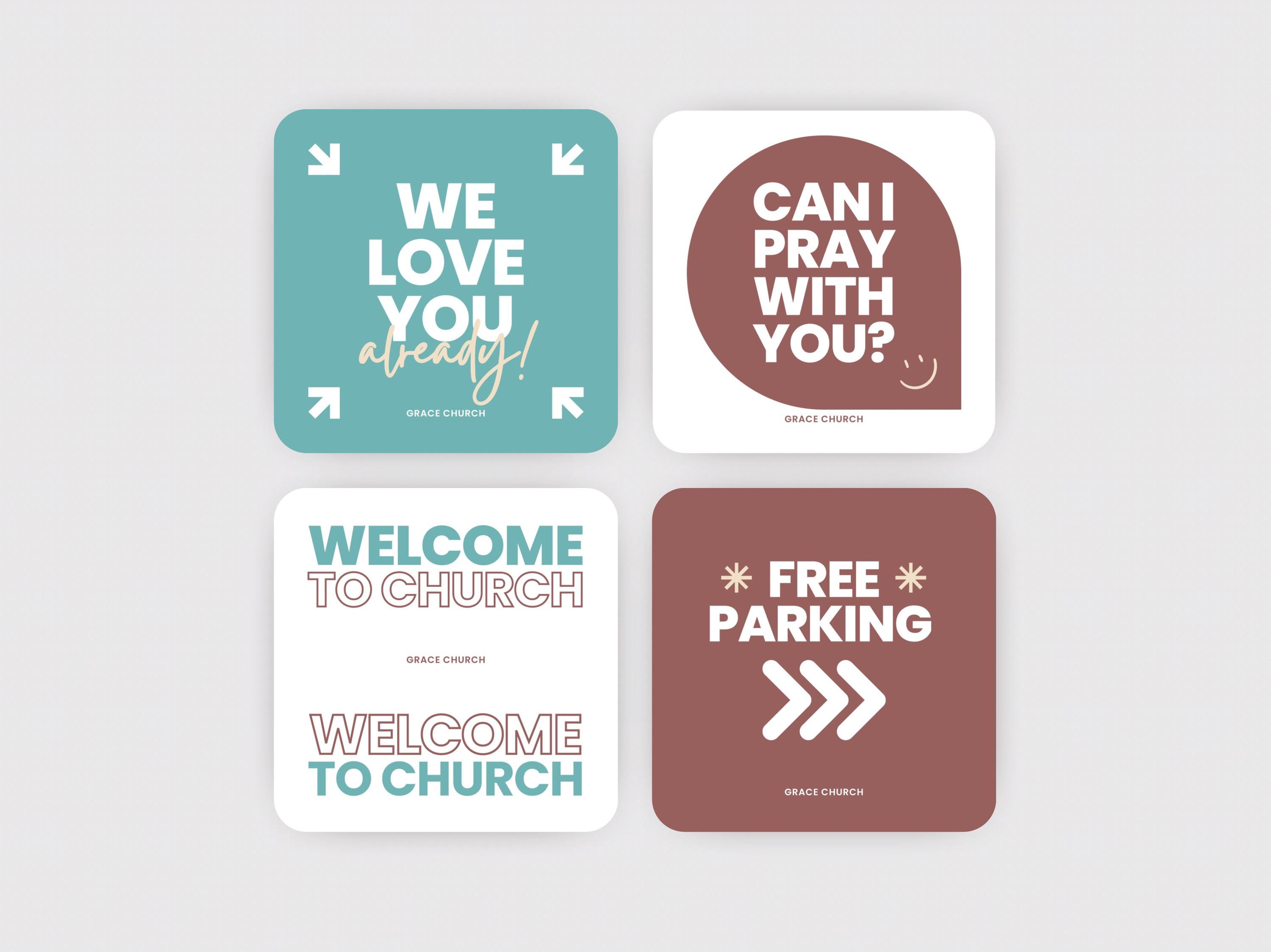 Modern Church Welcome Signs Canva Templates, Sunday Greeter Pop Signs ...