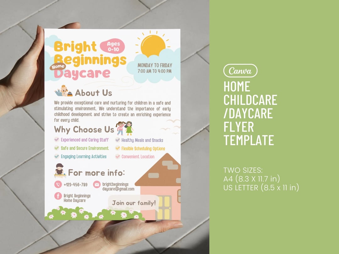 Editable Home Daycare Flyer Template (canva Editable, Digital Download ...