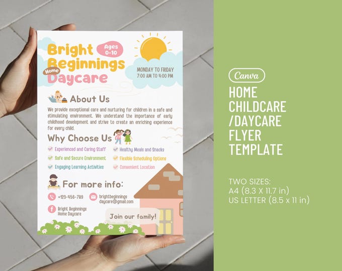 Editable Home Daycare Flyer Template (canva Editable, Digital Download ...