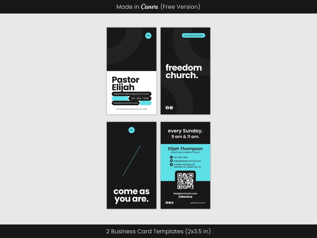 Modern Church Business Cards Canva Templates, Aesthetic New Pastor’s ...