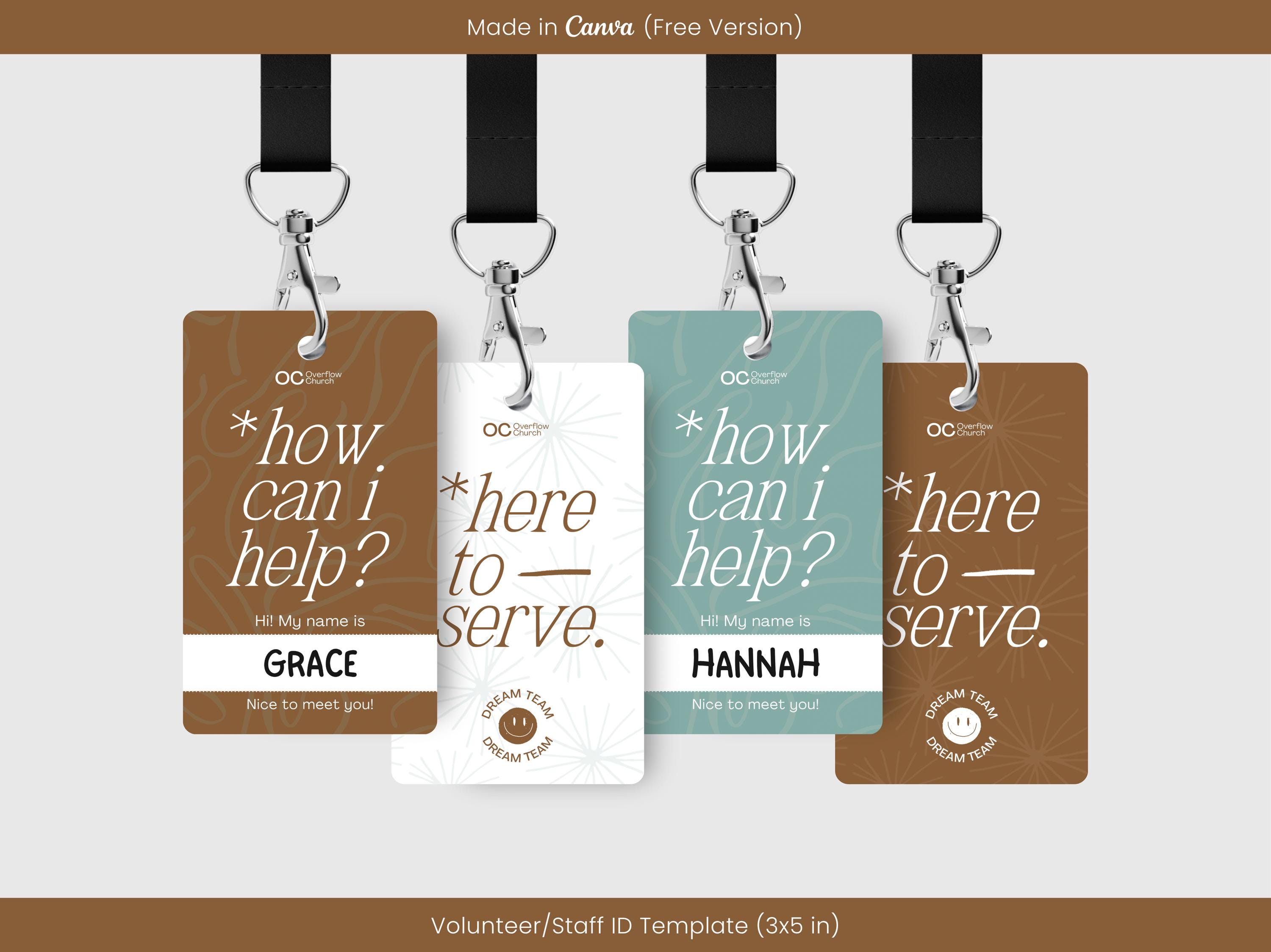Modern Aesthetic Church ID Badge Canva Templates, Unique Church Staff ...