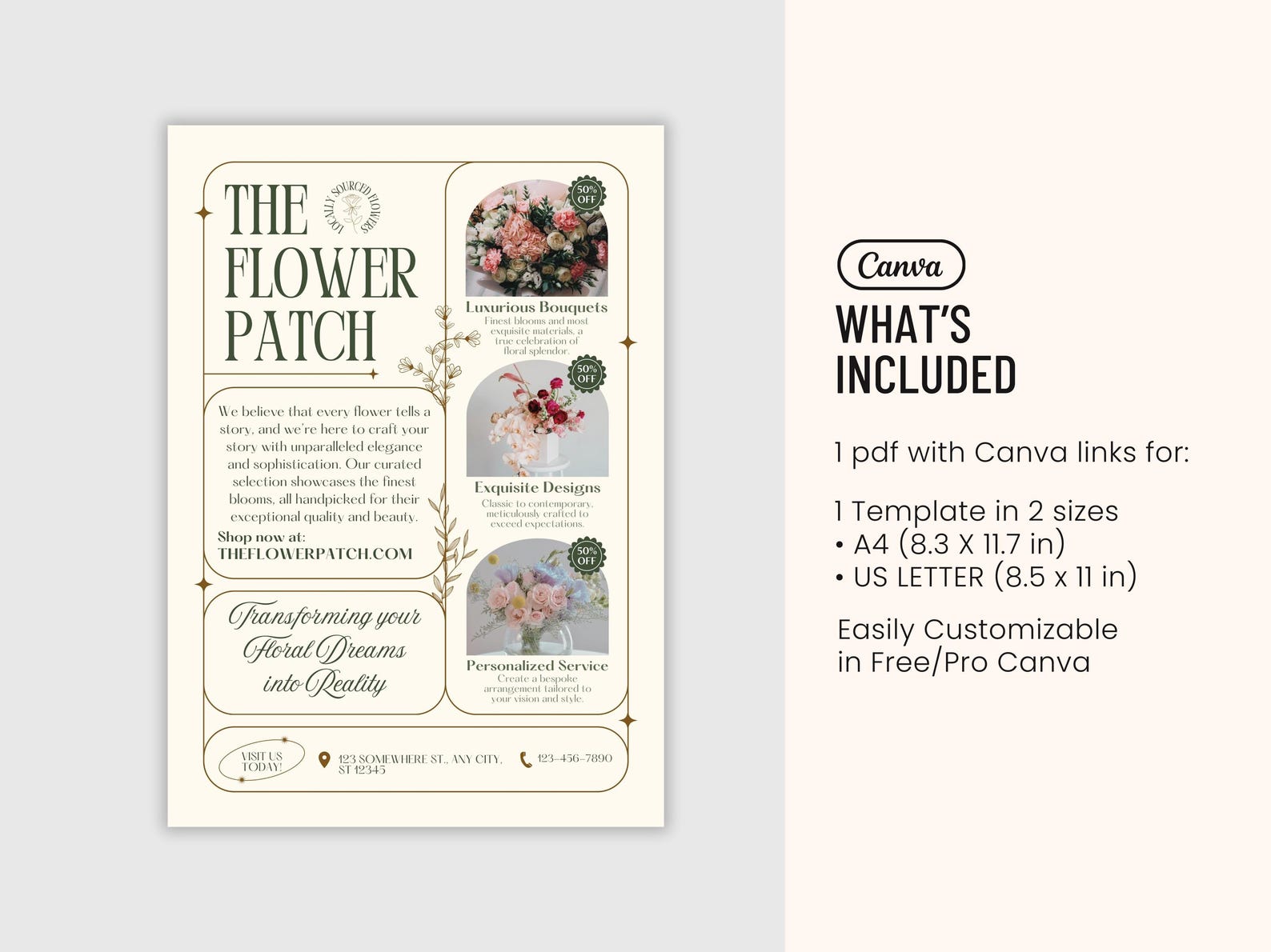 Flower Shop Flyer Template: Modern Floral Studio Marketing (digital ...