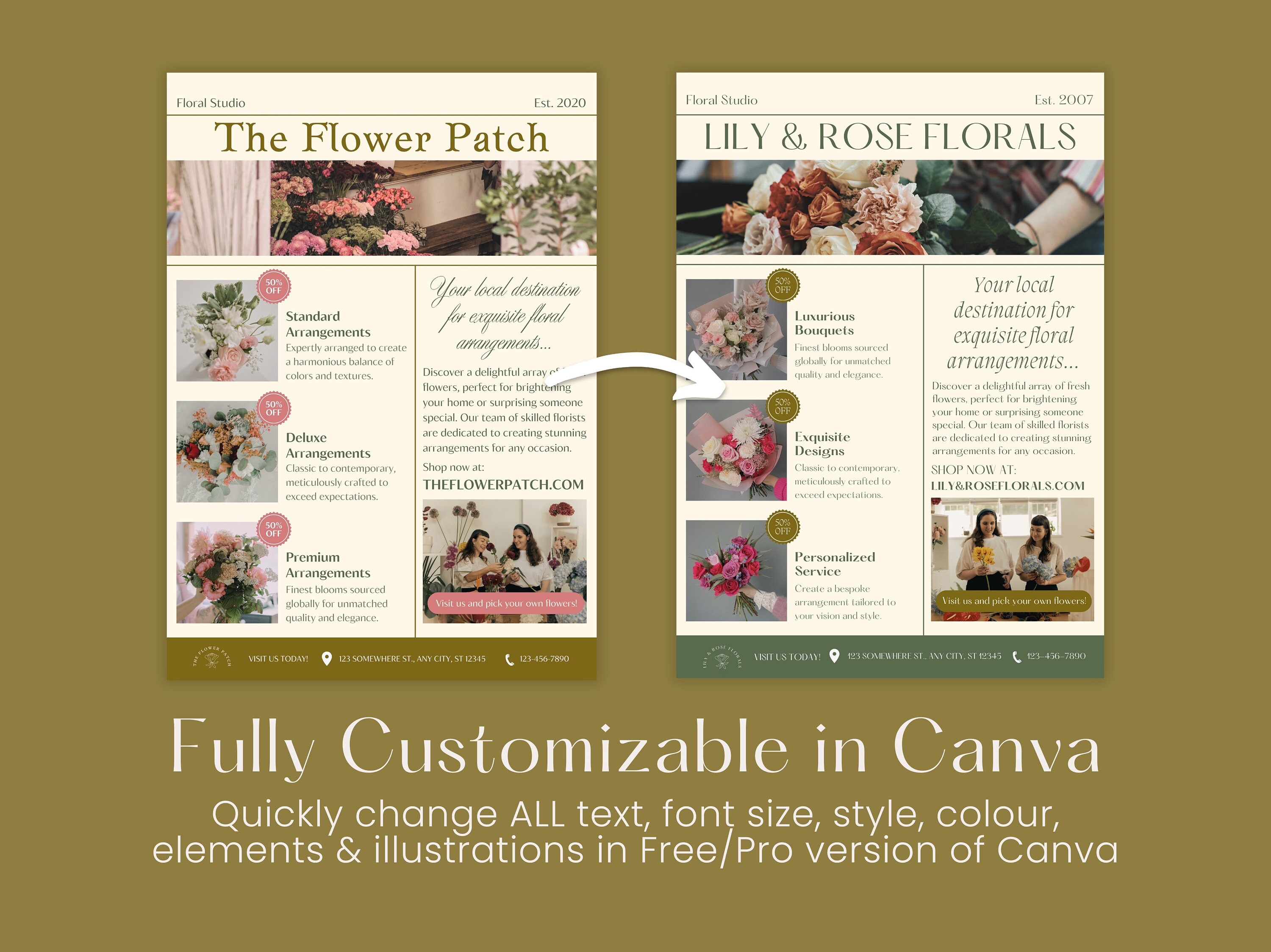 Flower Shop Flyer Canva New Template Florist/floral Studio Flower ...