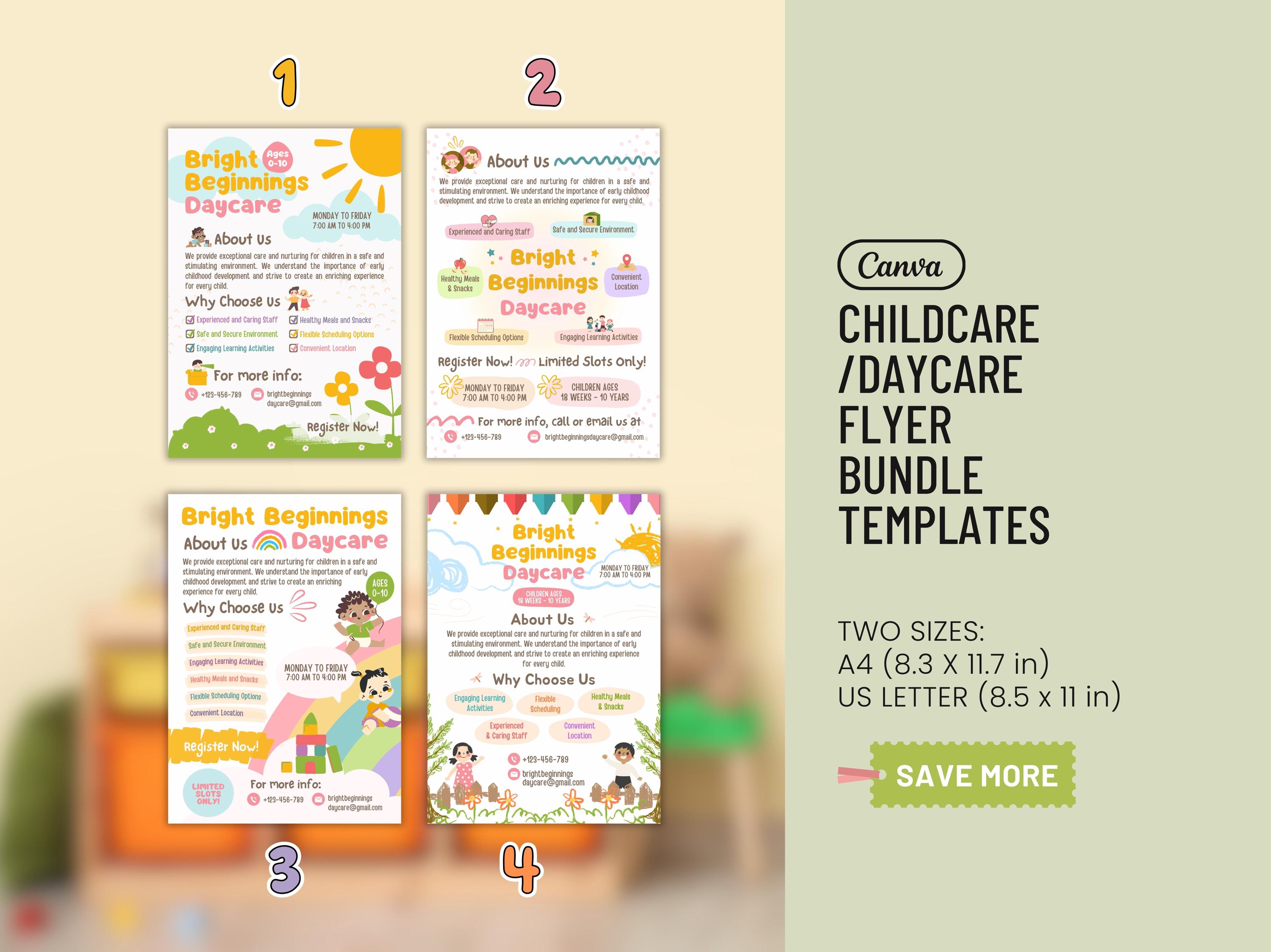 Editable Daycare Enrollment Flyer Templates Bundle (digital Download ...