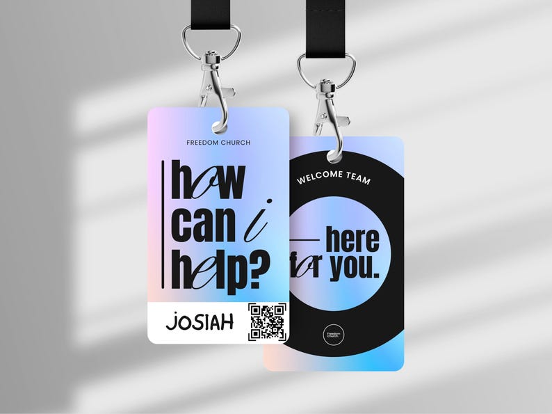 Church ID Badge Template: Modern Staff Volunteer Name Tag (digital ...