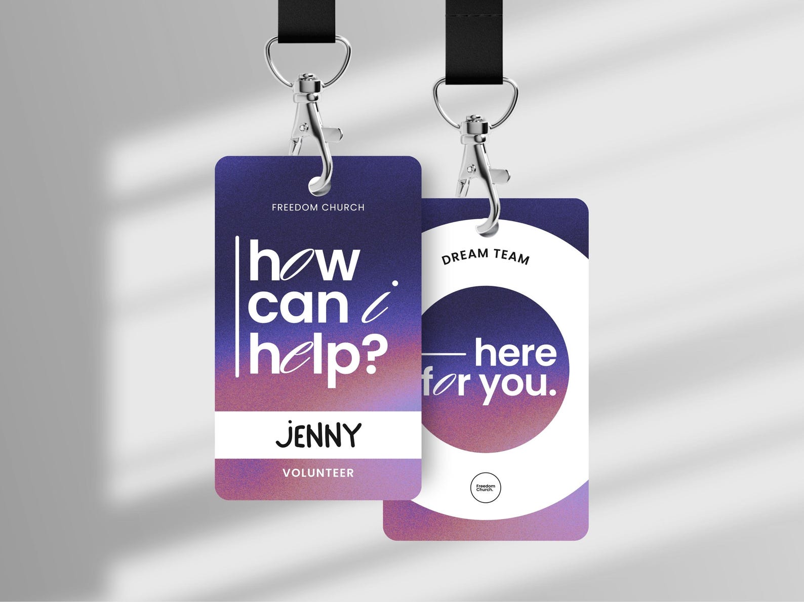 Editable Church ID Badge Template: Modern Staff Volunteer Name Tag (3x5 ...