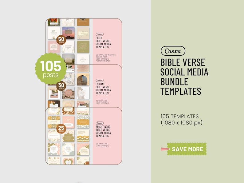 Boho Bible Verse Social Media Templates: Christian Instagram Posts ...