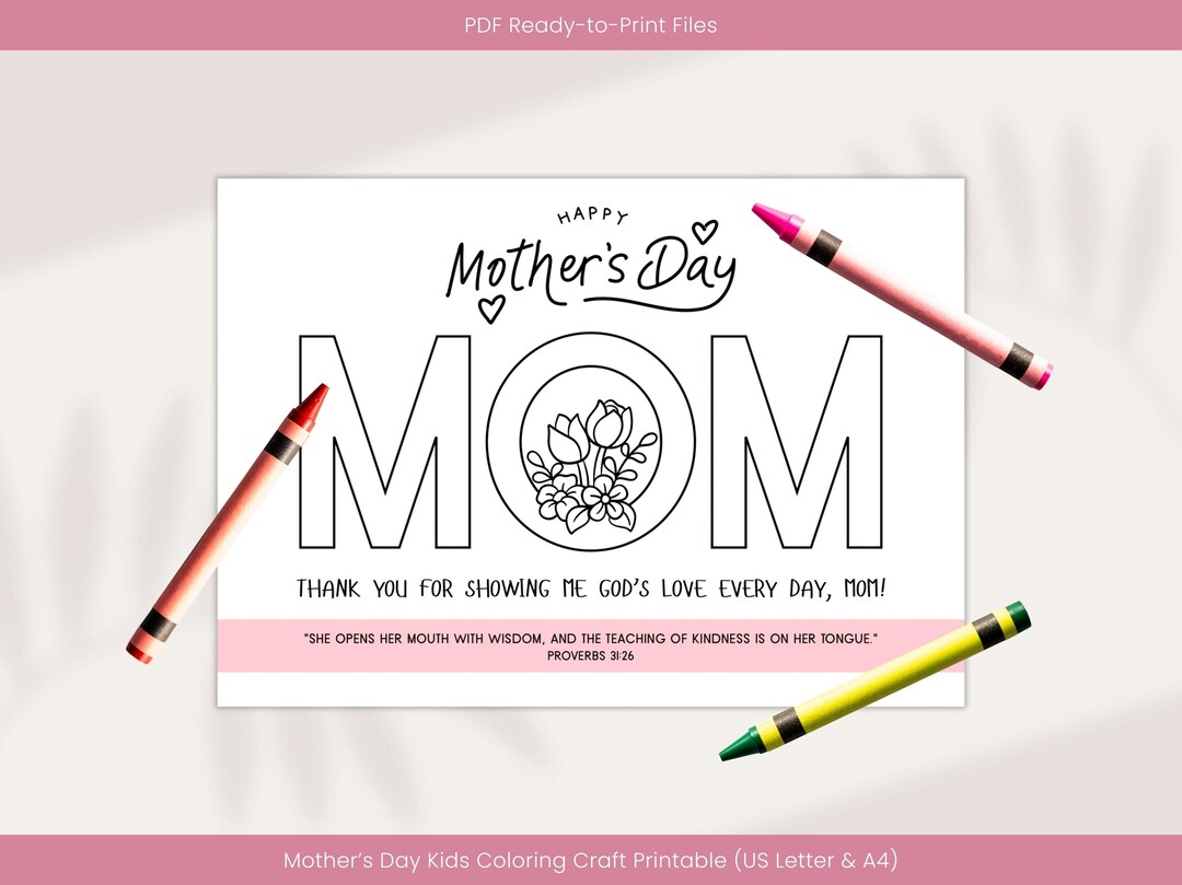 Christian Mother's Day Coloring Craft: Sunday School Activity (PDF File ...