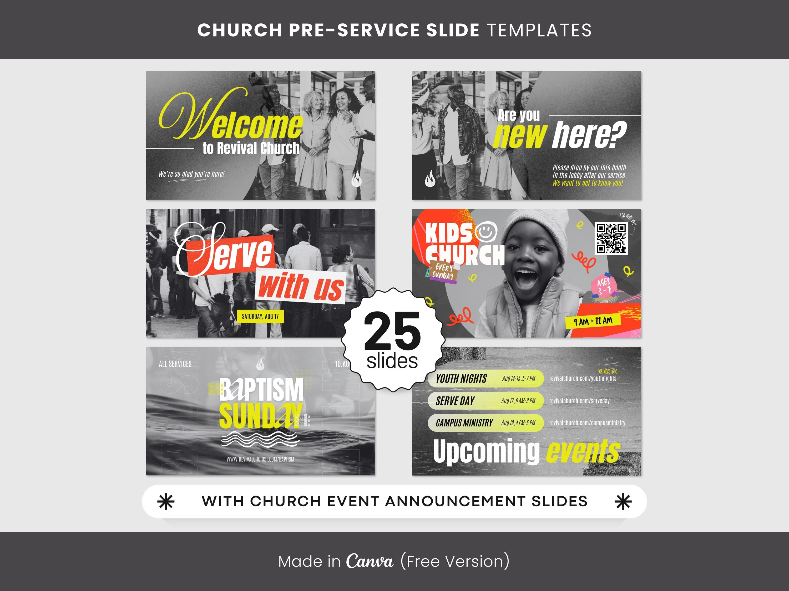 Modern Church Announcement Slides: Customizable Canva Templates ...
