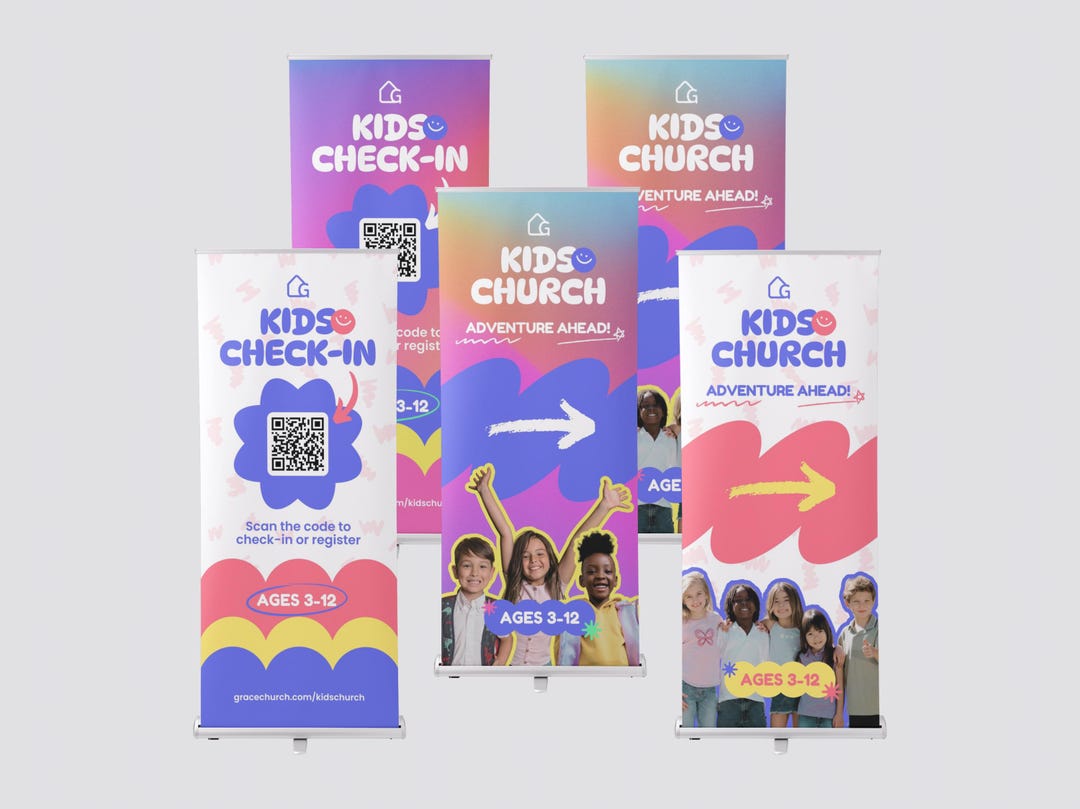 Modern Kids Church Retractable Banner Template, Kids Ministry Pop-up ...
