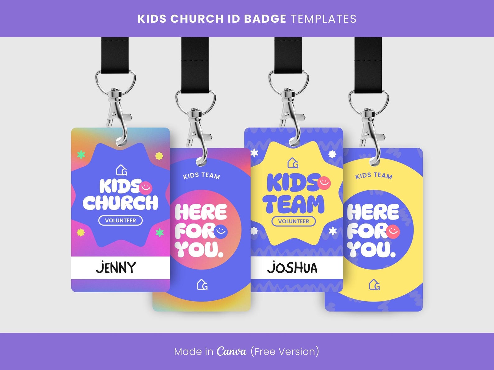 Kids Church ID Badge Templates: Modern Volunteer Name Tag (canva ...