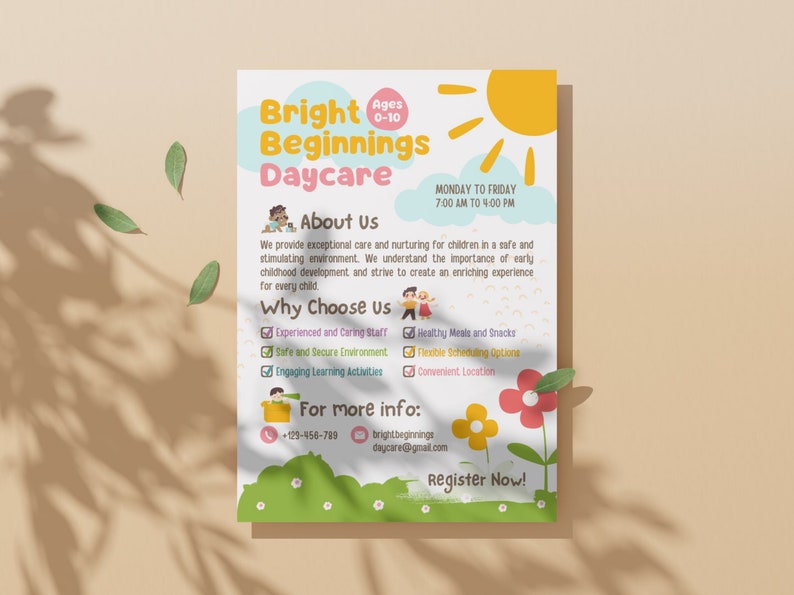 Professional Daycare Enrollment Marketing Flyer-customizable Canva ...