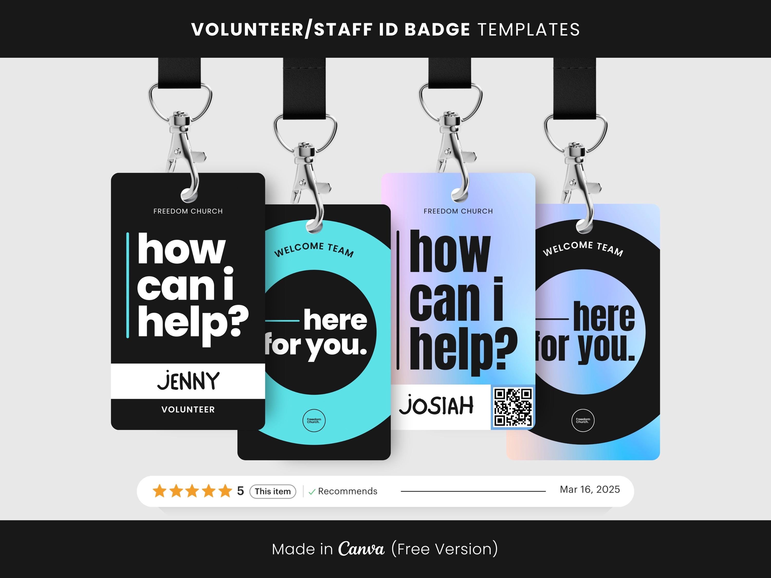 Modern Church Staff ID Badge Templates: How Can I Help (digital ...