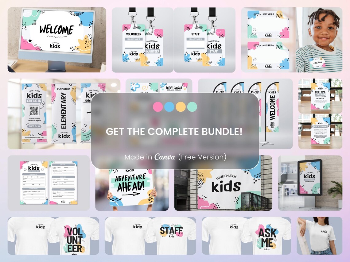 Kids Ministry Banner Templates: Modern Kids Church Welcome Signs (canva ...
