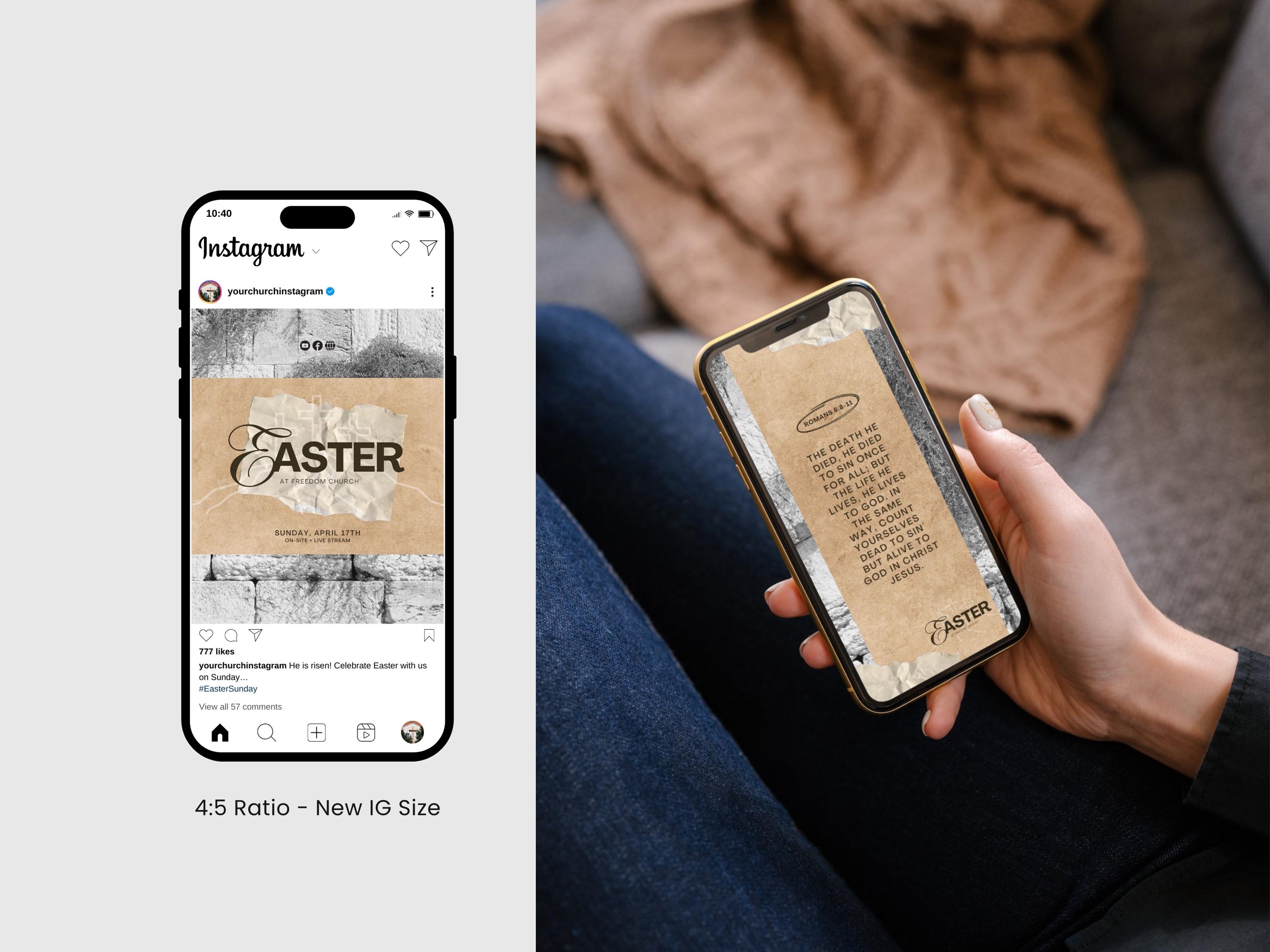 Modern Easter Sunday Church Graphics Canva Templates, Easter Sunday ...