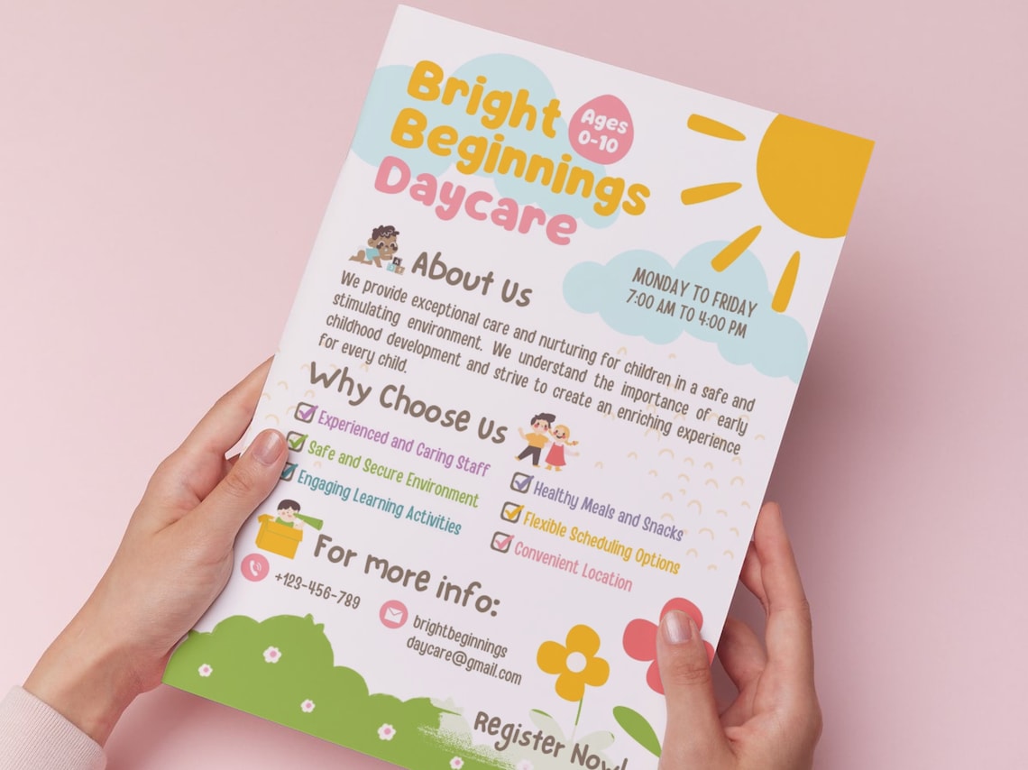Professional Daycare Enrollment Marketing Flyer-customizable Canva ...