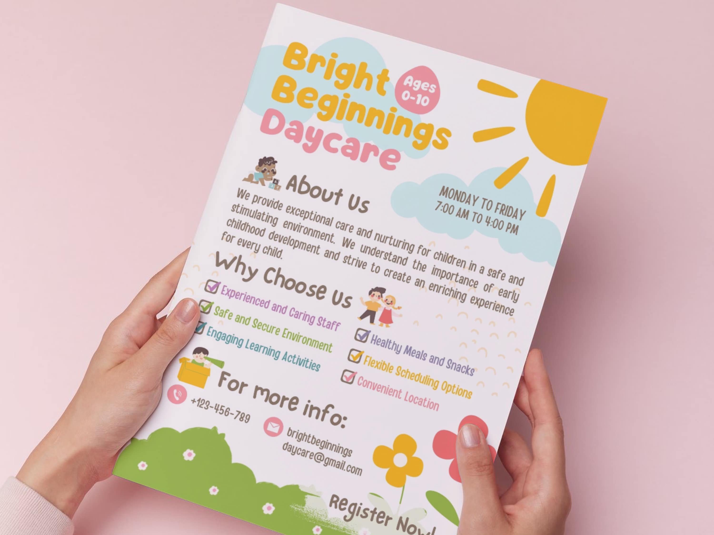 Professional Daycare Enrollment Marketing Flyer-customizable Canva ...