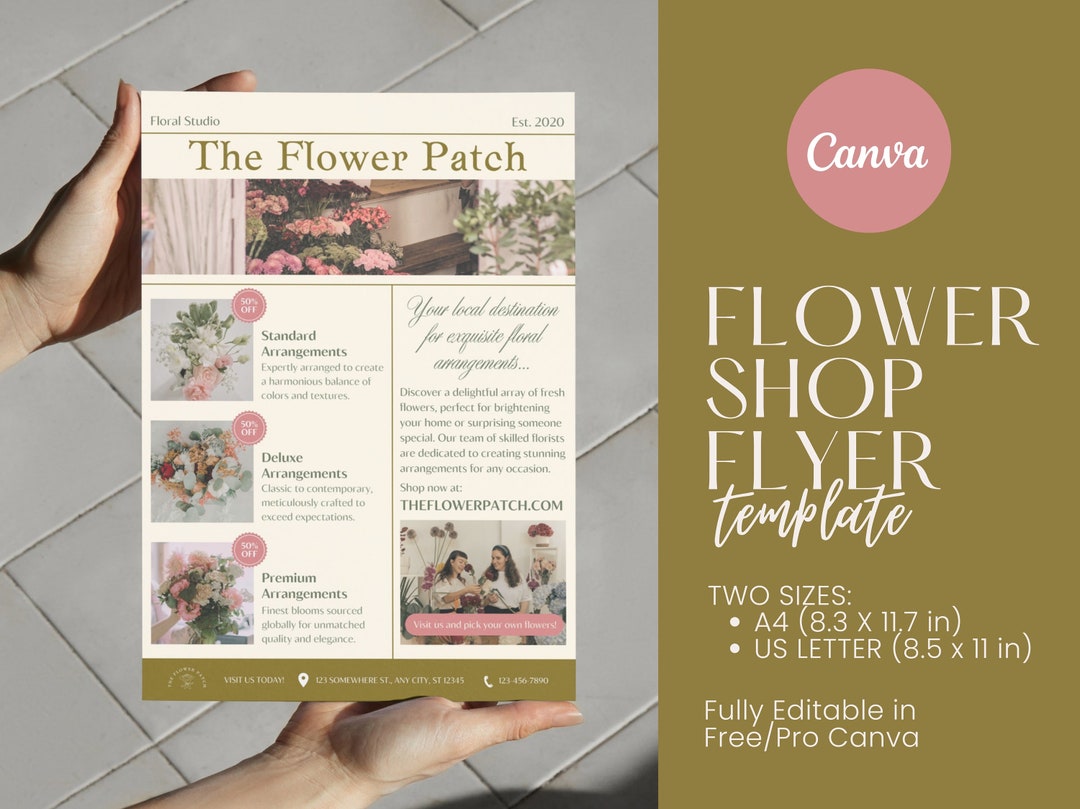 Flower Shop Flyer Canva New Template Florist/floral Studio Flower ...