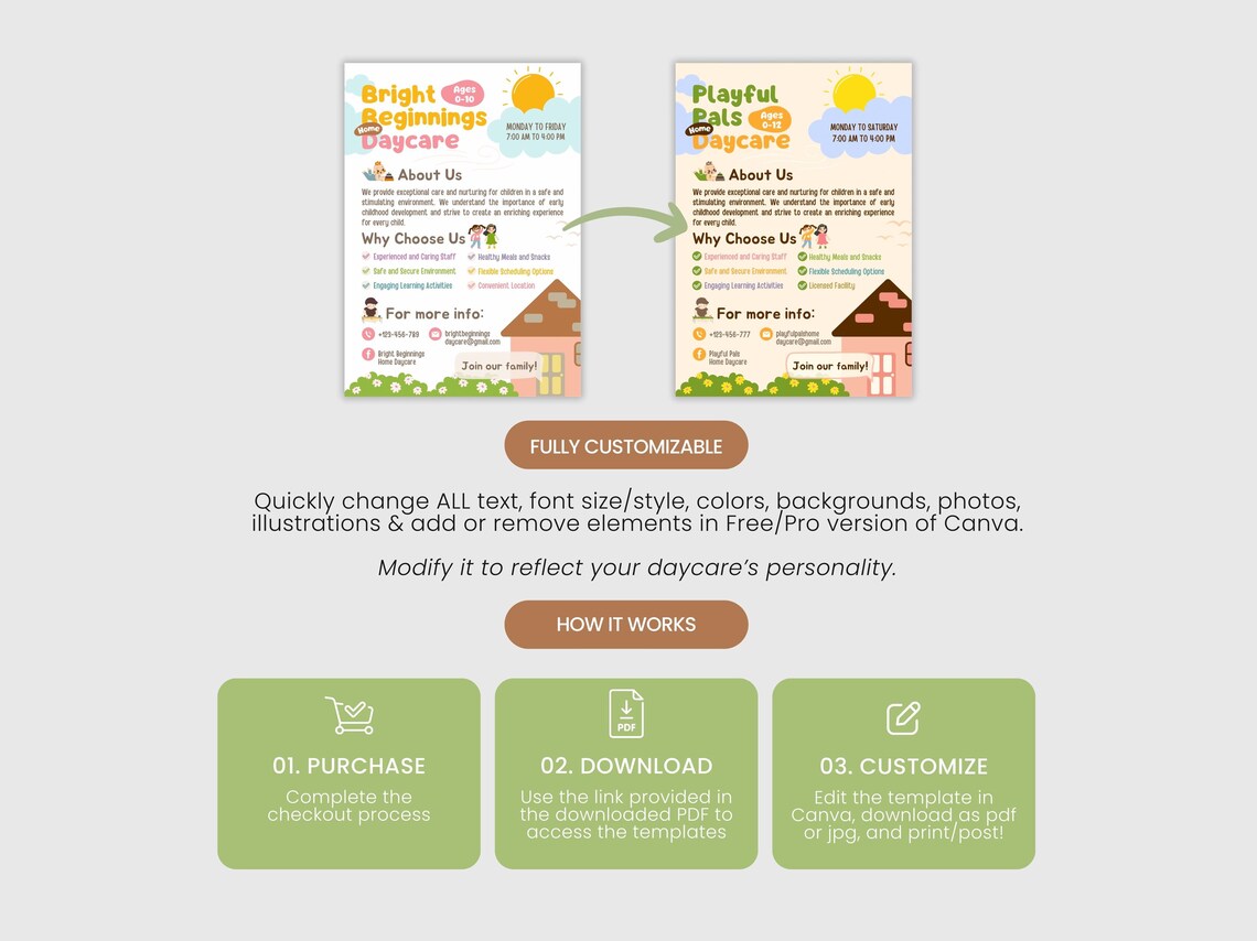 Editable Home Daycare Flyer Template (canva Editable, Digital Download ...