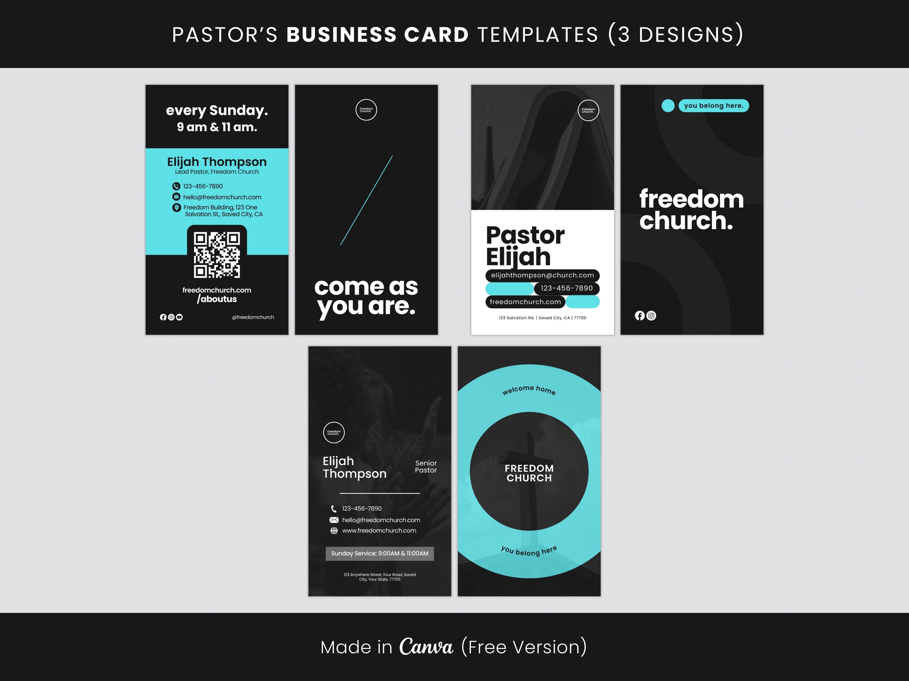 Modern Church Business Cards Canva Templates, Aesthetic New Pastor’s ...