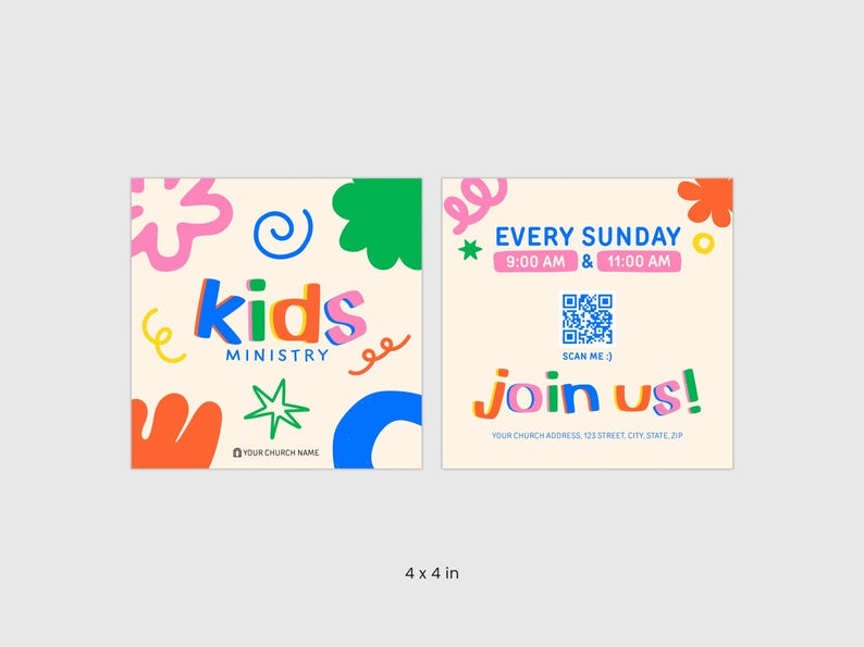Kids Ministry Invite Card Template: Modern Kids Church Invitation - Etsy
