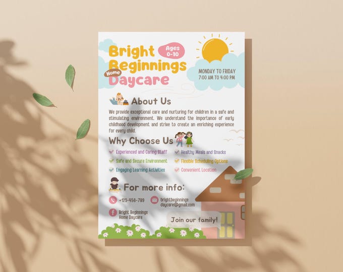 Editable Home Daycare Flyer Template (canva Editable, Digital Download ...