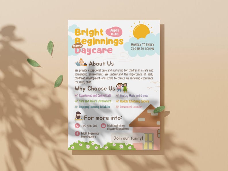Editable Home Daycare Flyer Template (canva Editable, Digital Download ...