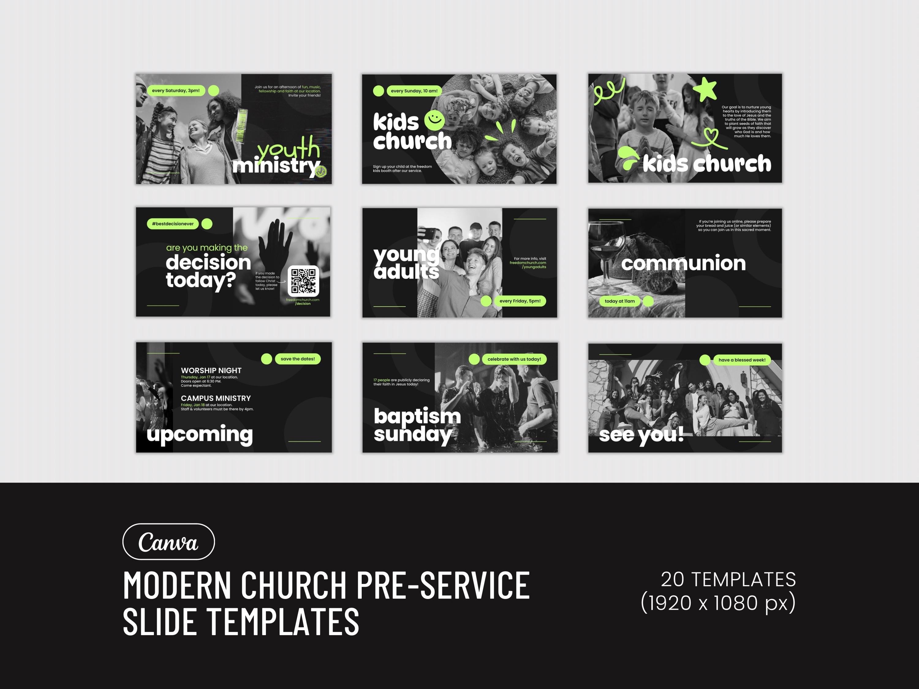20 Modern Church Pre-service Slides Canva Templates, Aesthetic New ...