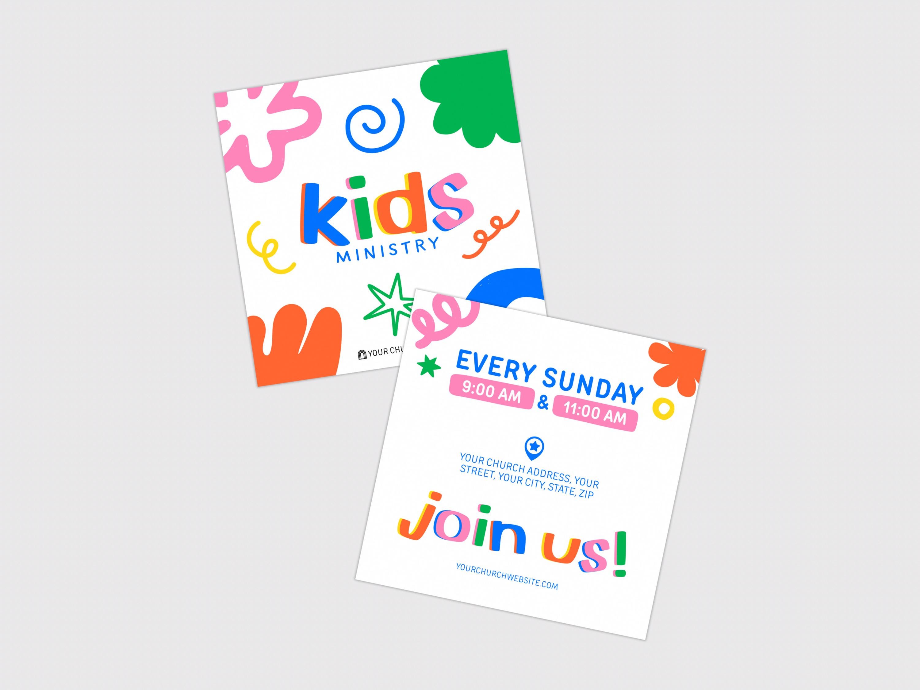 Kids Ministry Invite Card Template: Modern Kids Church Invitation ...