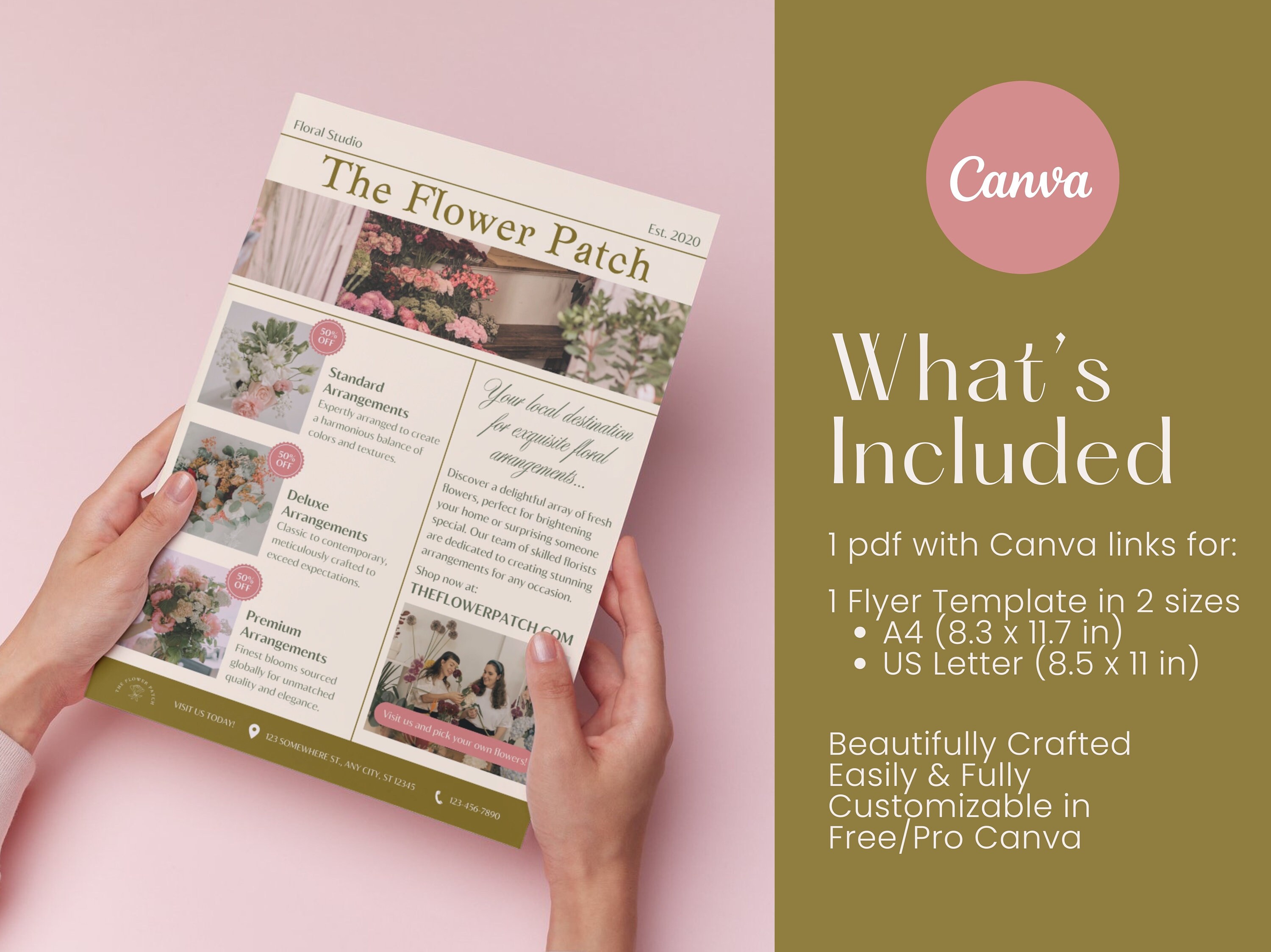 Flower Shop Flyer Canva New Template Florist/floral Studio Flower ...