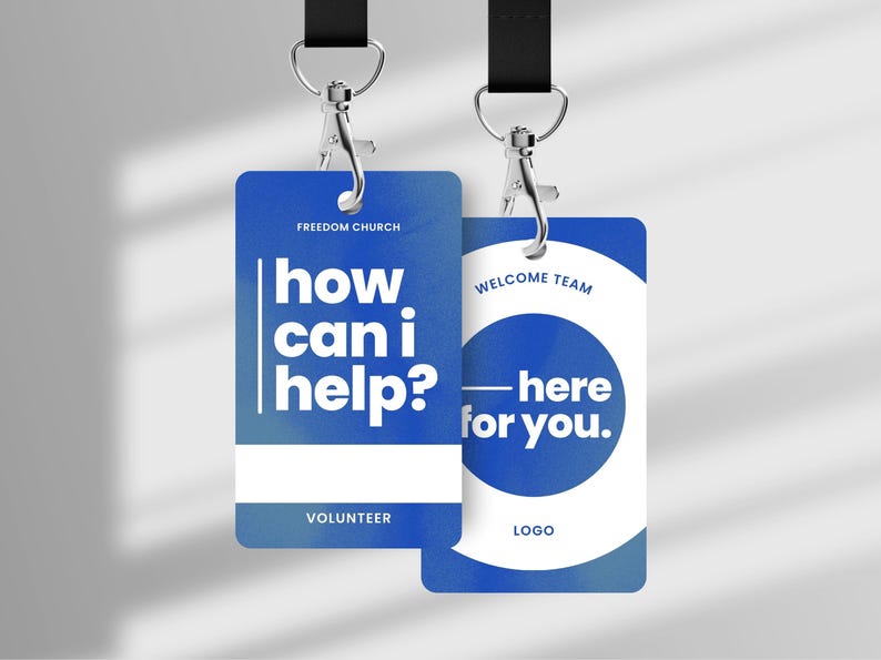 Modern Church Staff ID Badge Templates: How Can I Help, Here for You ...